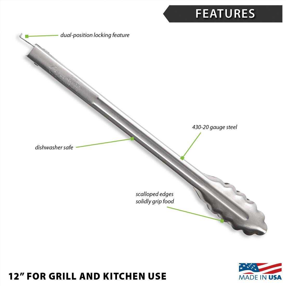 12" Heavy-Duty Tongs